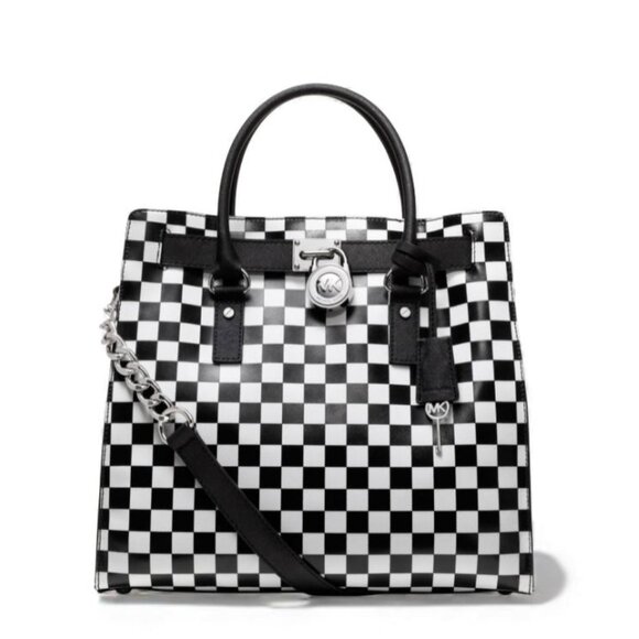 Michael Kors | Bags | Michael Kors Checkered Tote Bag In Black And ...
